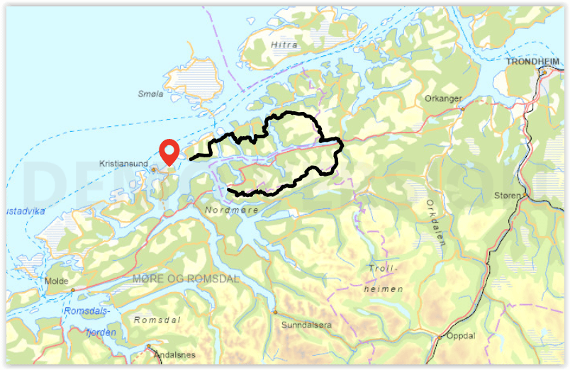 Wandelkaart Tourkaart 080 Fjordruta pad 154 km - Calazo
